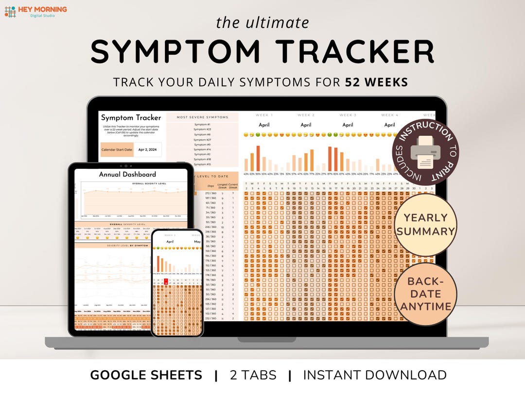 Symptom Tracker Google Sheet Chronic Illness Pain Tracker Spreadsheet ...