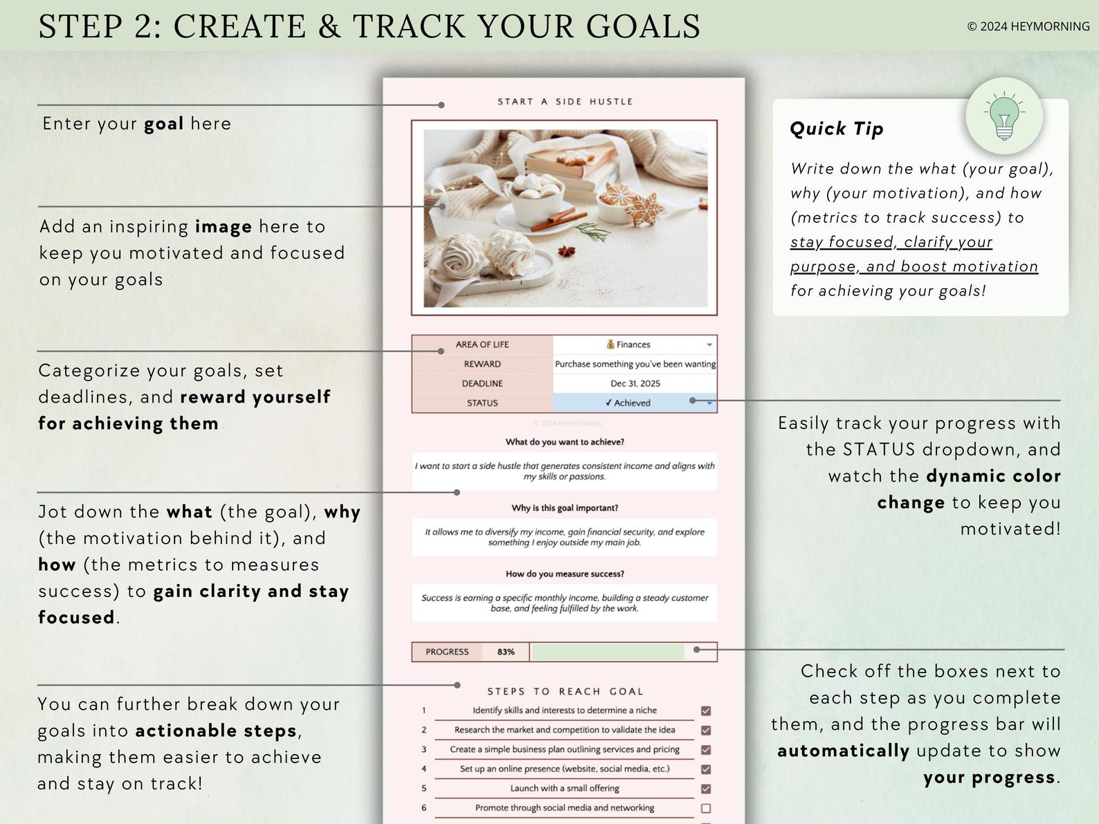 2026 New Years Resolutions Google Sheets Goal Tracker Spreadsheet ...