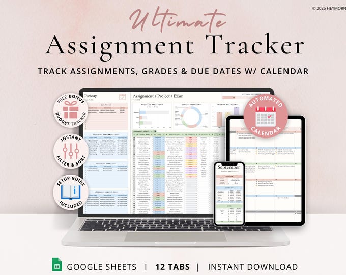 Assignment Tracker for Students, Google Sheets & Excel Assignment ...
