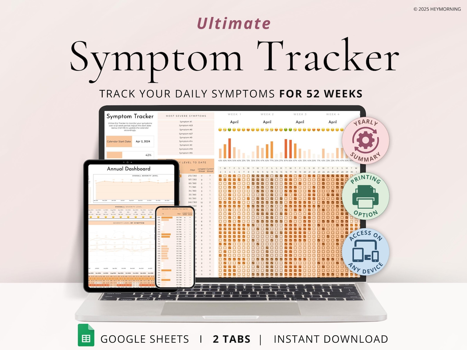Symptom Tracker Google Sheet Chronic Illness Pain Tracker Spreadsheet ...