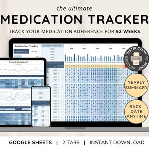 Medication Tracker Google Sheets Daily Supplement Spreadsheet Annual ...