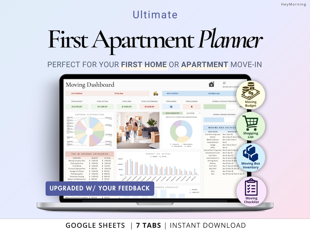 First Apartment Planner Spreadsheet for First Time Renters New Home ...