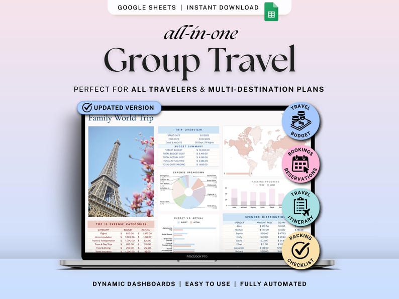 Group Travel Planner Google Sheets Family Trip Planning Spreadsheet ...