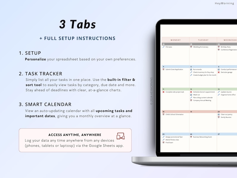 To-do List Spreadsheet Task Planner Google Sheets Daily Weekly Task ...