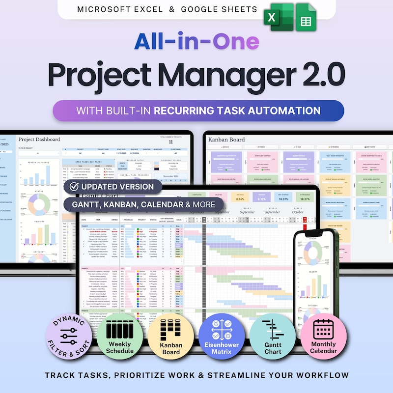 Tasks Excel Sheet - Etsy