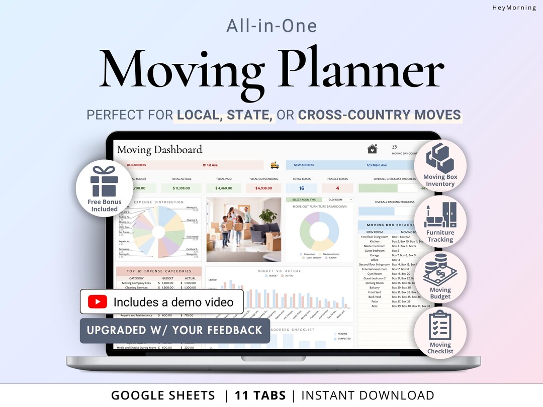 Moving Planner Google Sheets Home Moving Bundle Spreadsheet New ...