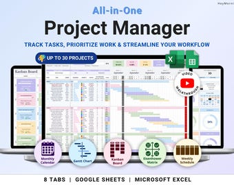 PROJECT MANAGEMENT | Business Planner | Digital Google Sheets & Excel Spreadsheet | Undated ...