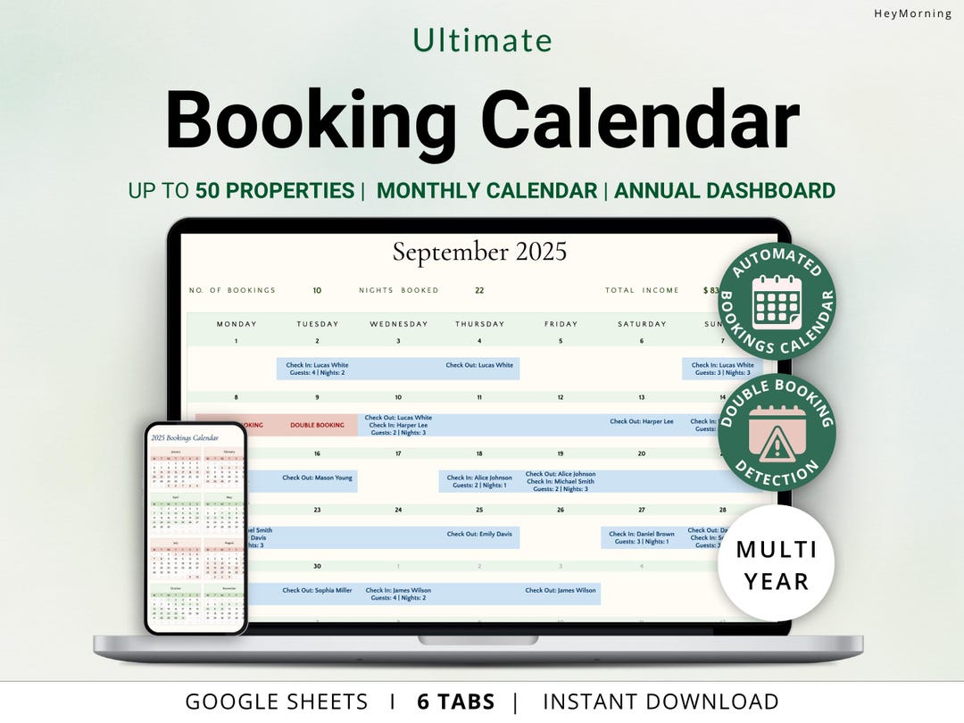 Airbnb Booking Calendar Spreadsheet Hotel Reservation Tracker Google ...