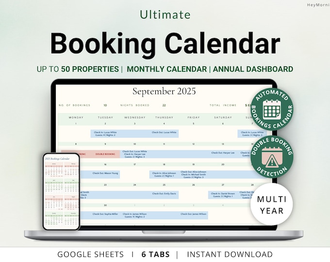 Airbnb Booking Calendar: Property Management & Reservation Template - Etsy