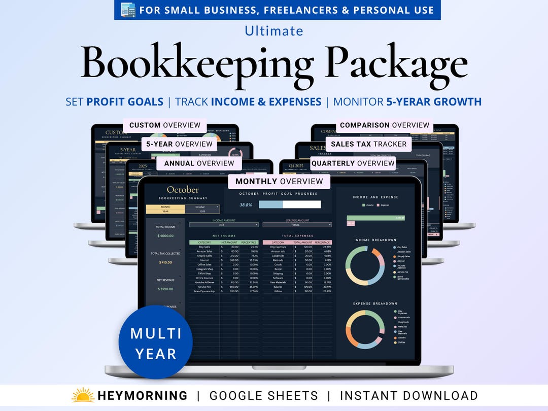 Small Business Bookkeeping Google Sheets Dark Mode Income Expense ...