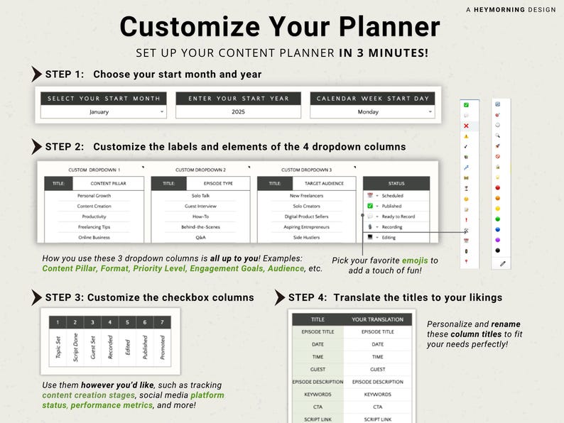 Podcast Planner Spreadsheet Google Sheets Podcast Content Planning ...