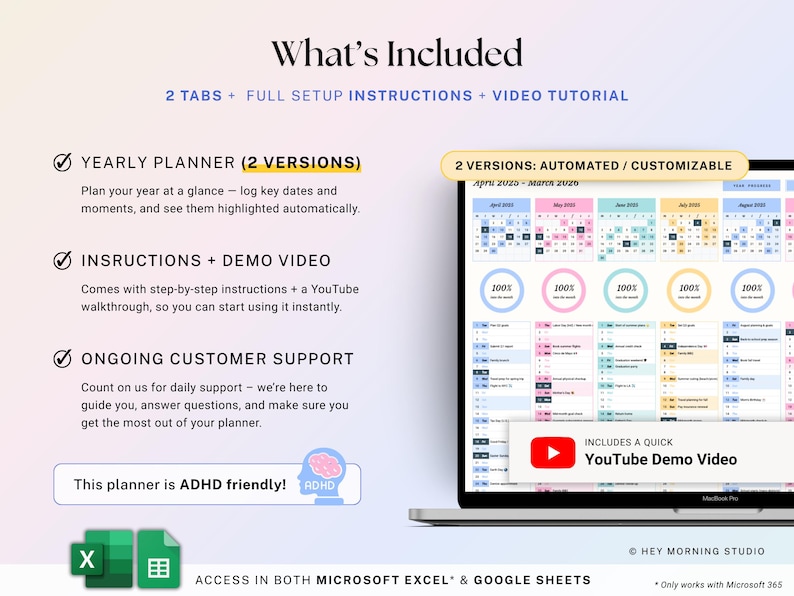 Year at a Glance Planner Spreadsheet Undated Yearly Overview Google ...