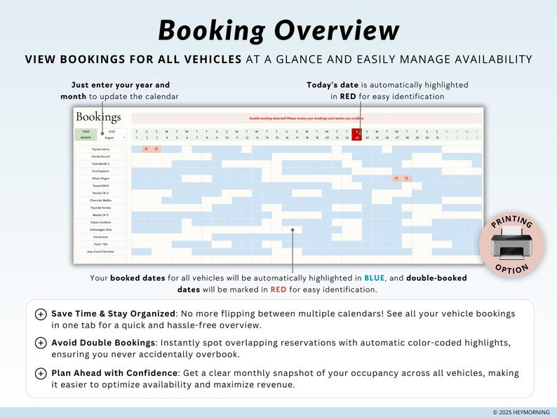 Car Rental Booking Calendar Google Sheets Vehicle Reservation ...