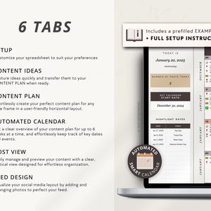 Simple Social Media Planner Spreadsheet Monthly Content Calendar Google ...