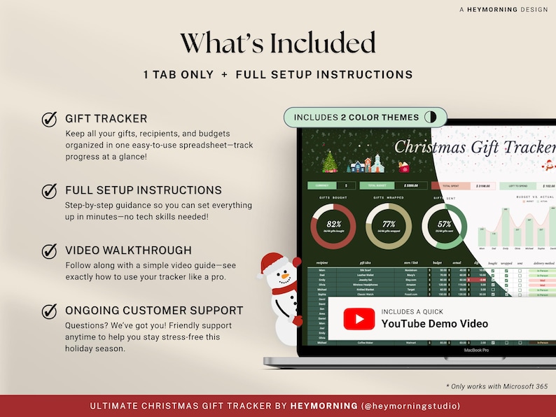Christmas Gift Tracker Spreadsheet Dark Mode Holiday Gift Planner ...