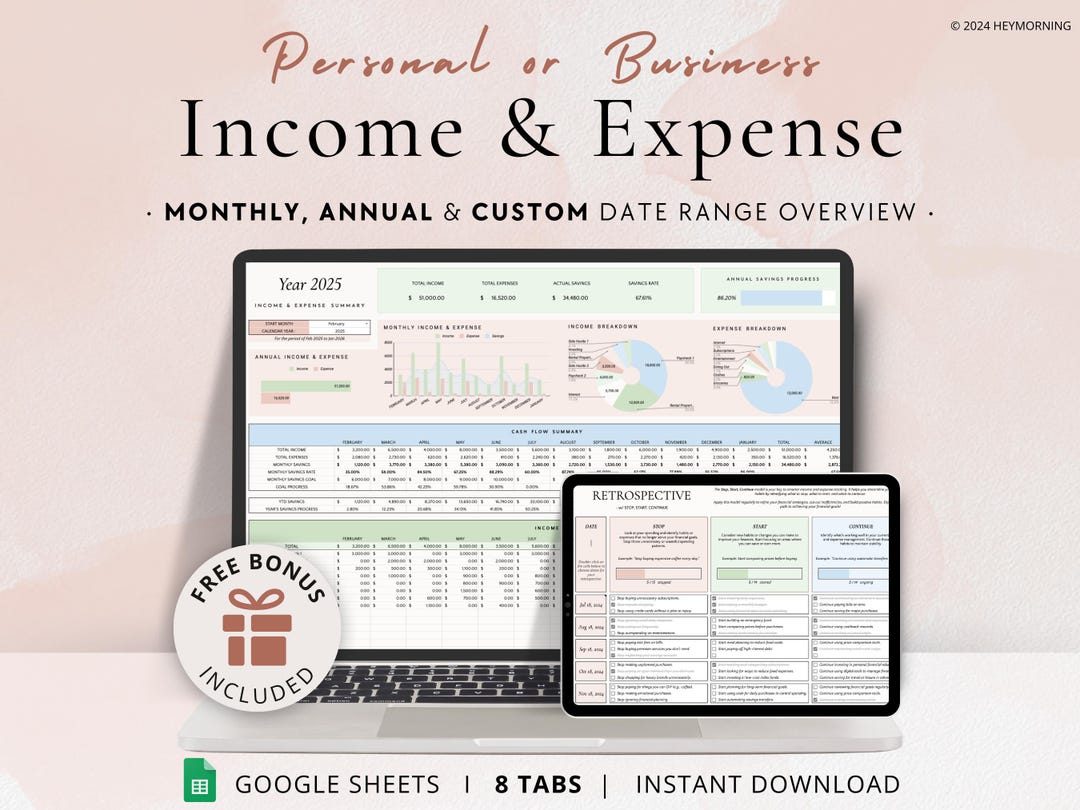 Income and Expense Tracker Spreadsheet Small Business Bookkeeping ...