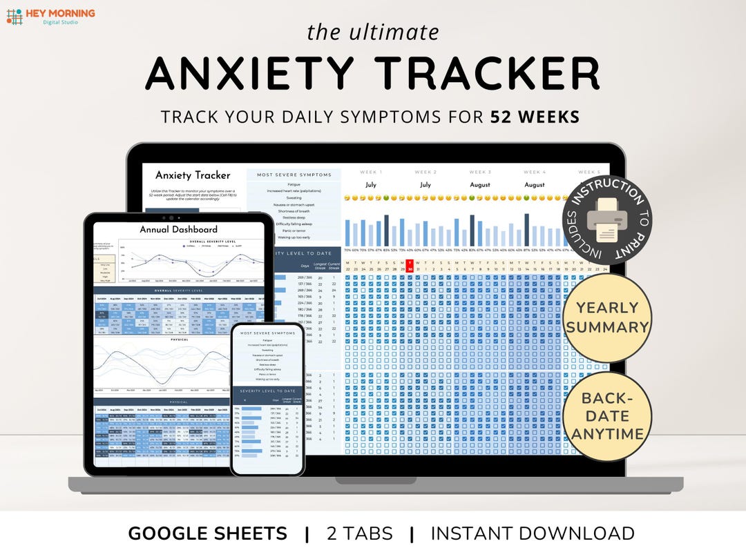 Anxiety Tracker Google Sheets Stress Tracker Spreadsheet Chronic ...