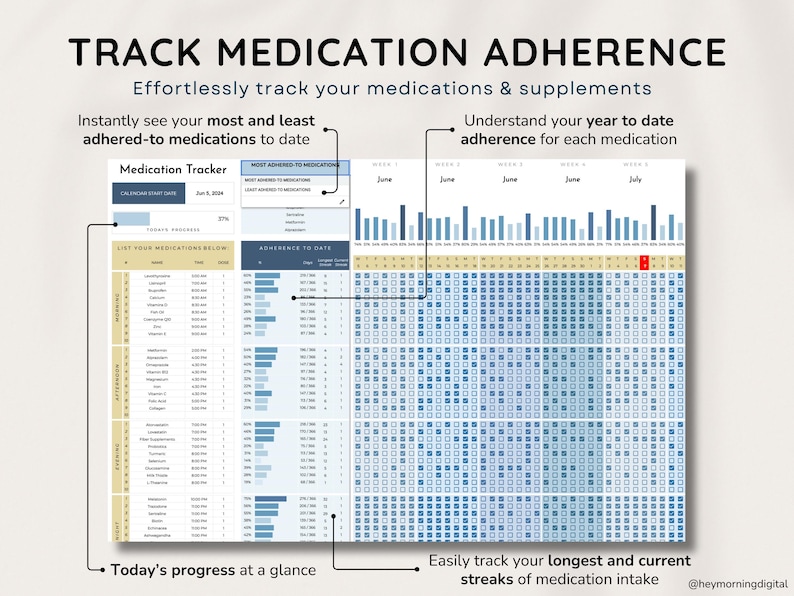 Medication Tracker Google Sheets Daily Supplement Spreadsheet Annual ...