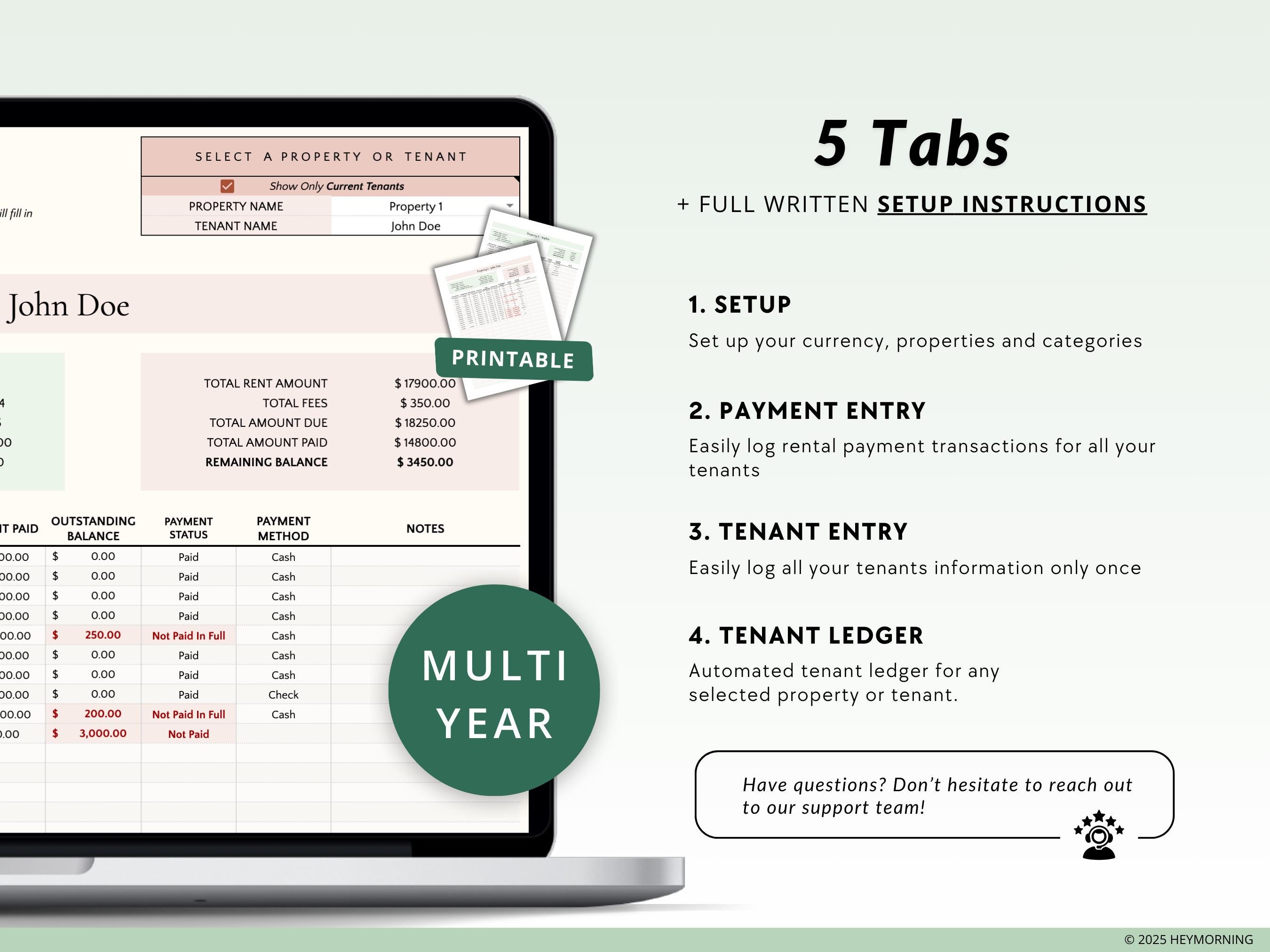 Rent Payment Ledger Spreadsheet Tenant Ledger Google Sheets Landlord ...