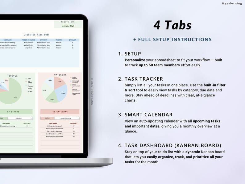 Team Task Tracker Google Sheets Task Management Spreadsheet for Small ...