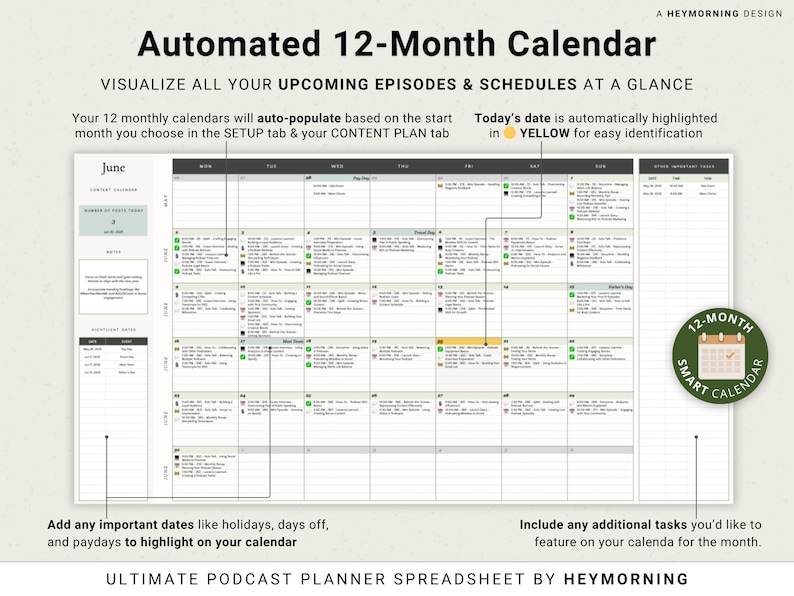 Podcast Planner Spreadsheet Google Sheets Podcast Content Planning ...