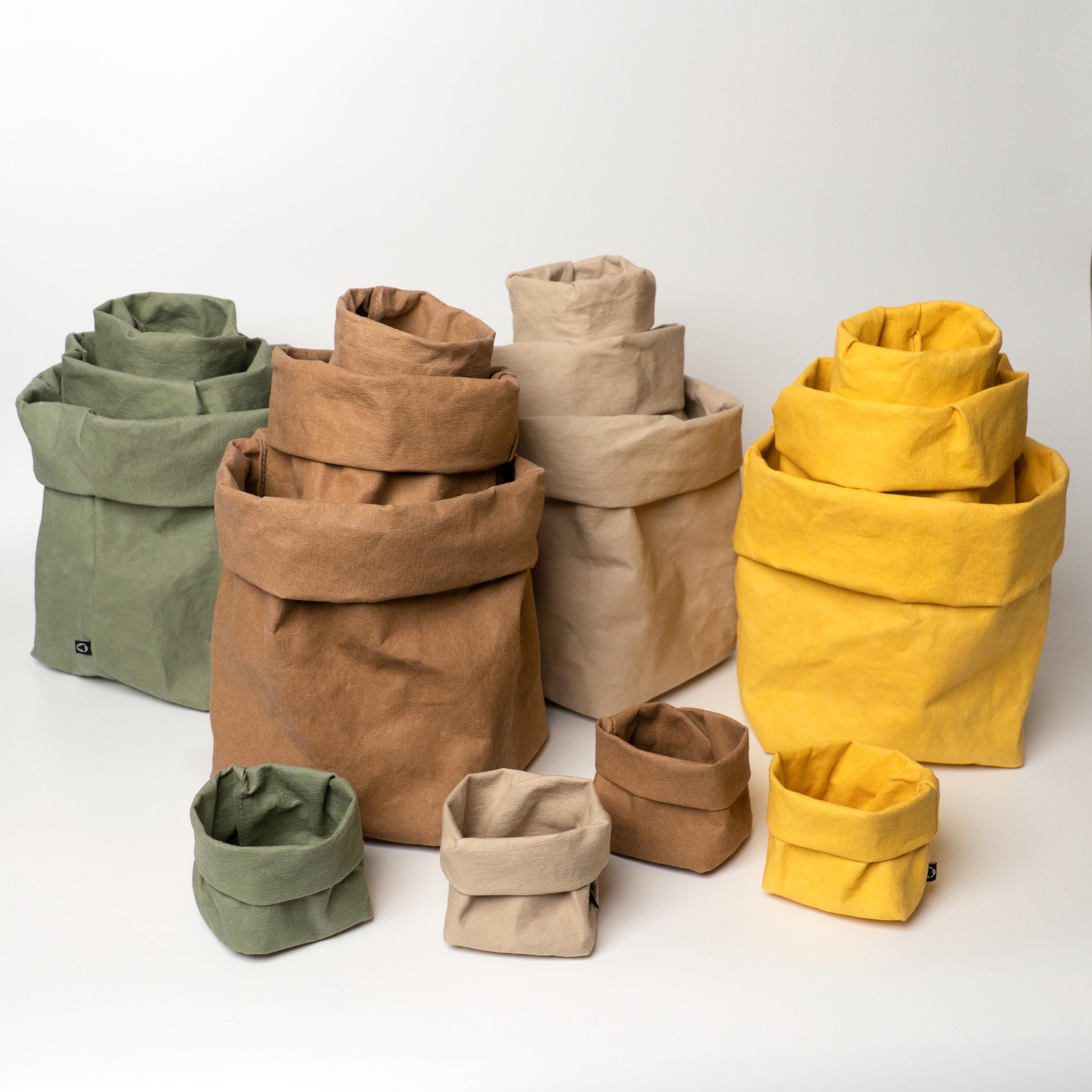 Washable Paper Bag Kraft Paper Storage Bag Vegan Storage Basket Flower ...
