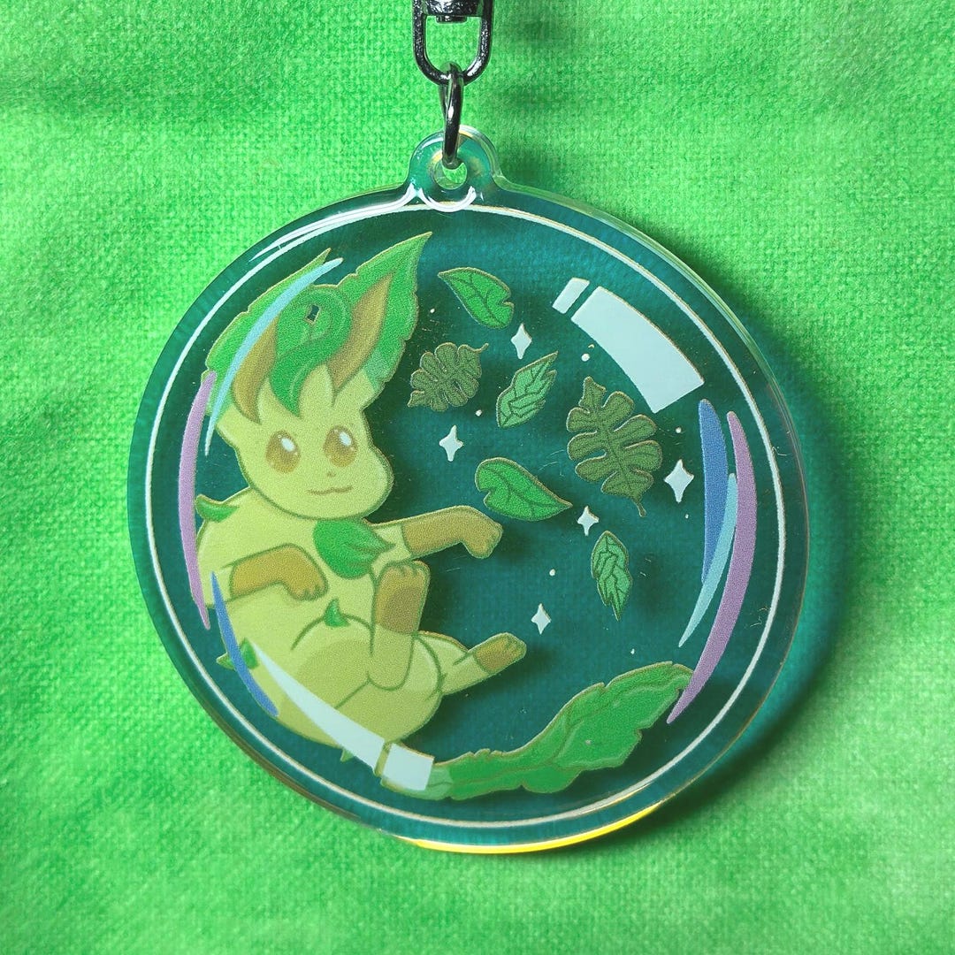 LEAFEON Pokemon EEVEELUTION Bubble Rainbow Acrylic Double Sided ...