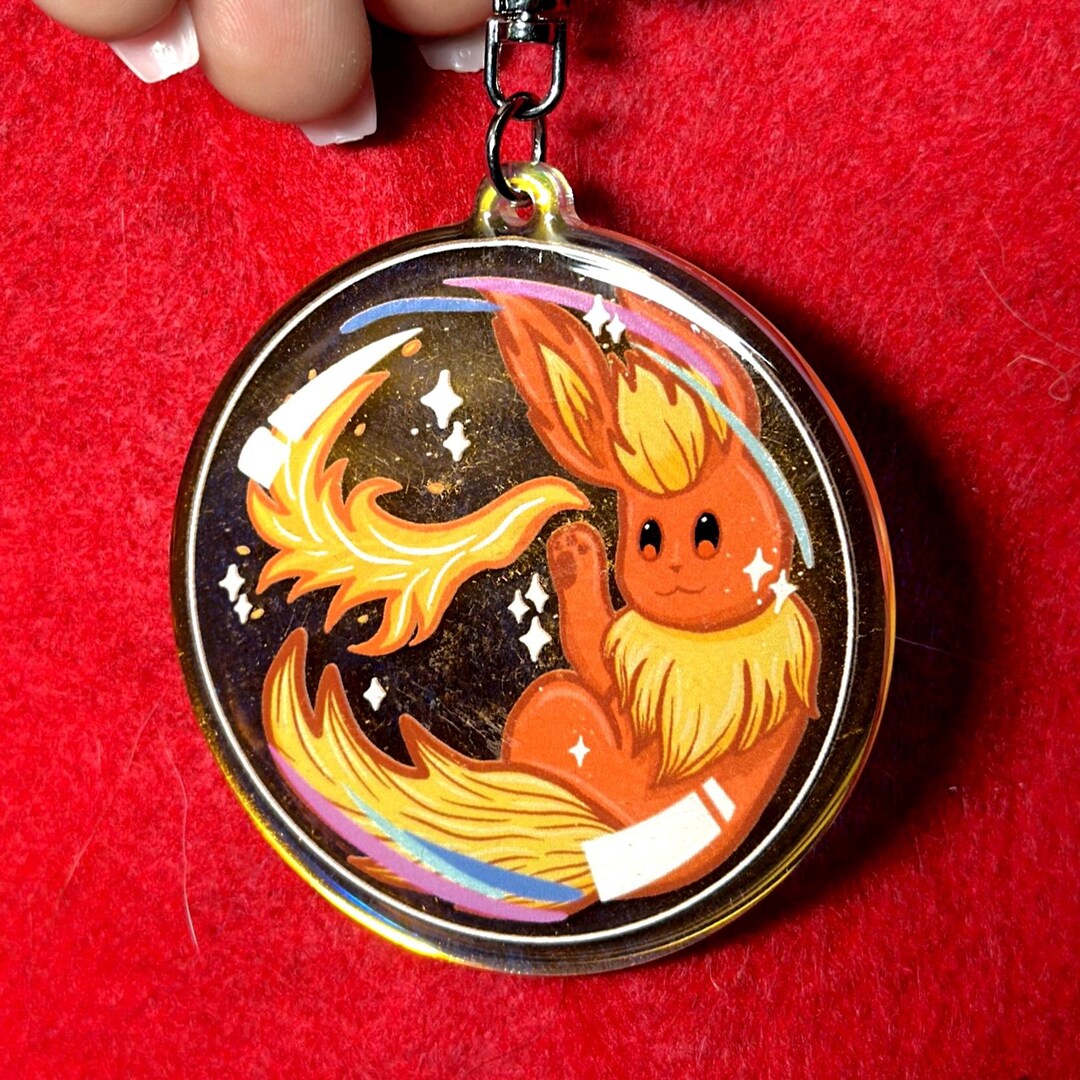 FLAREON Pokemon EEVEELUTION Bubble Rainbow Acrylic Double Sided ...