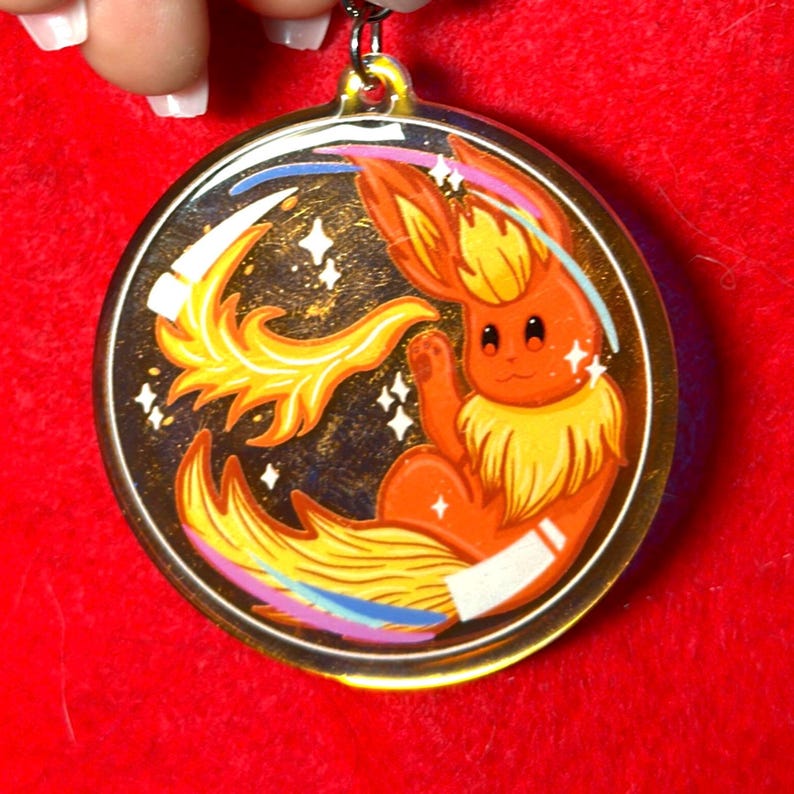 FLAREON Pokemon EEVEELUTION Bubble Rainbow Acrylic Double Sided ...
