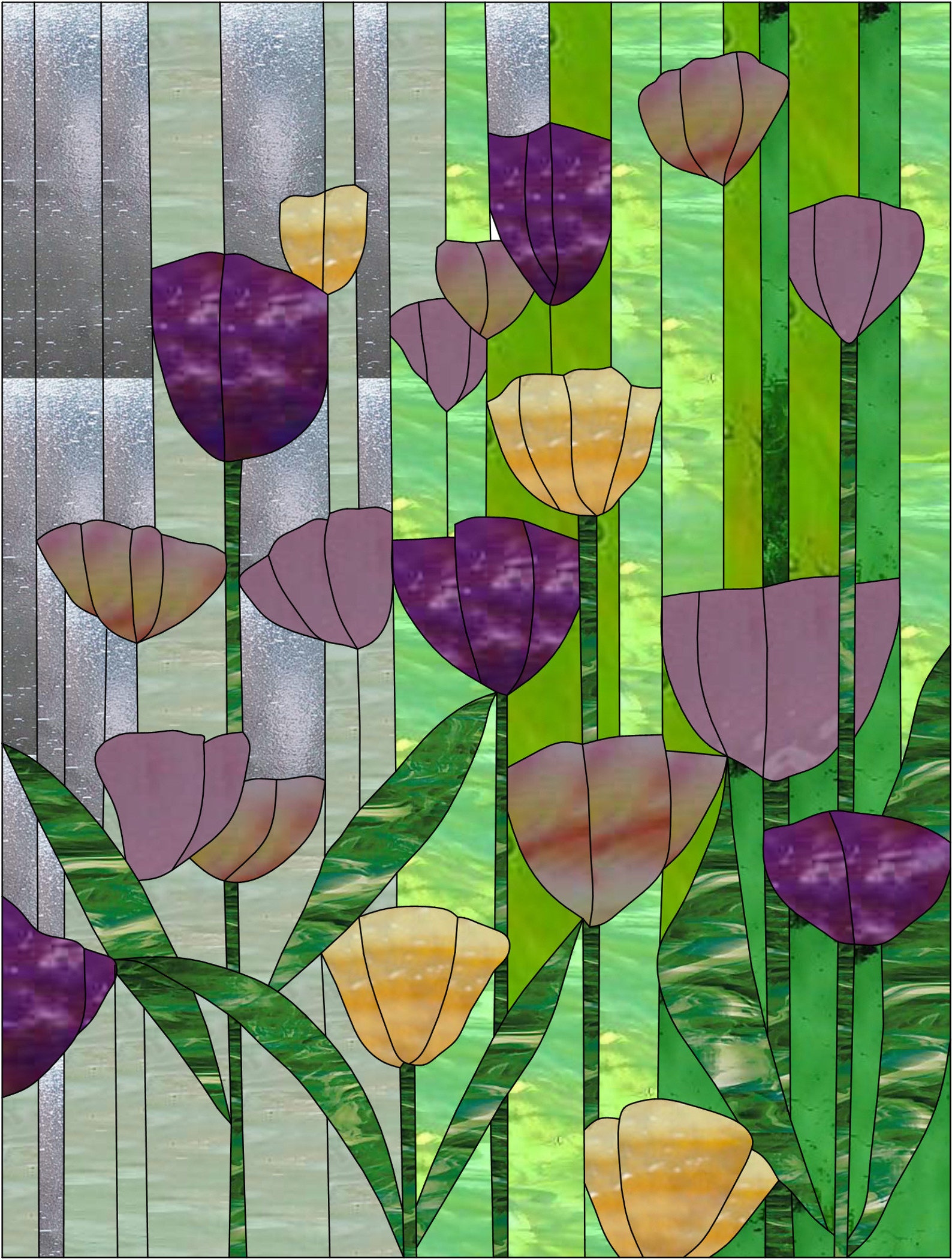 Modern Tulip Stained Glass Pattern - Etsy