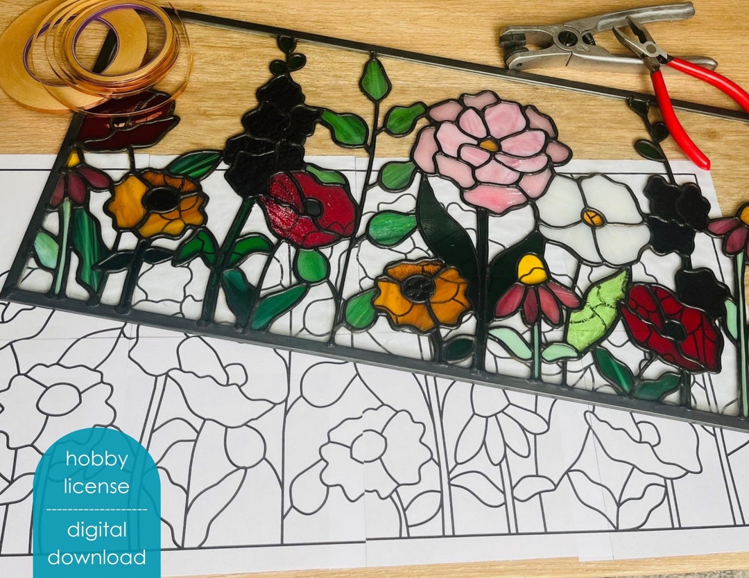 PATTERN * Summer Flower Stained Glass Pattern * Hobby License - Etsy