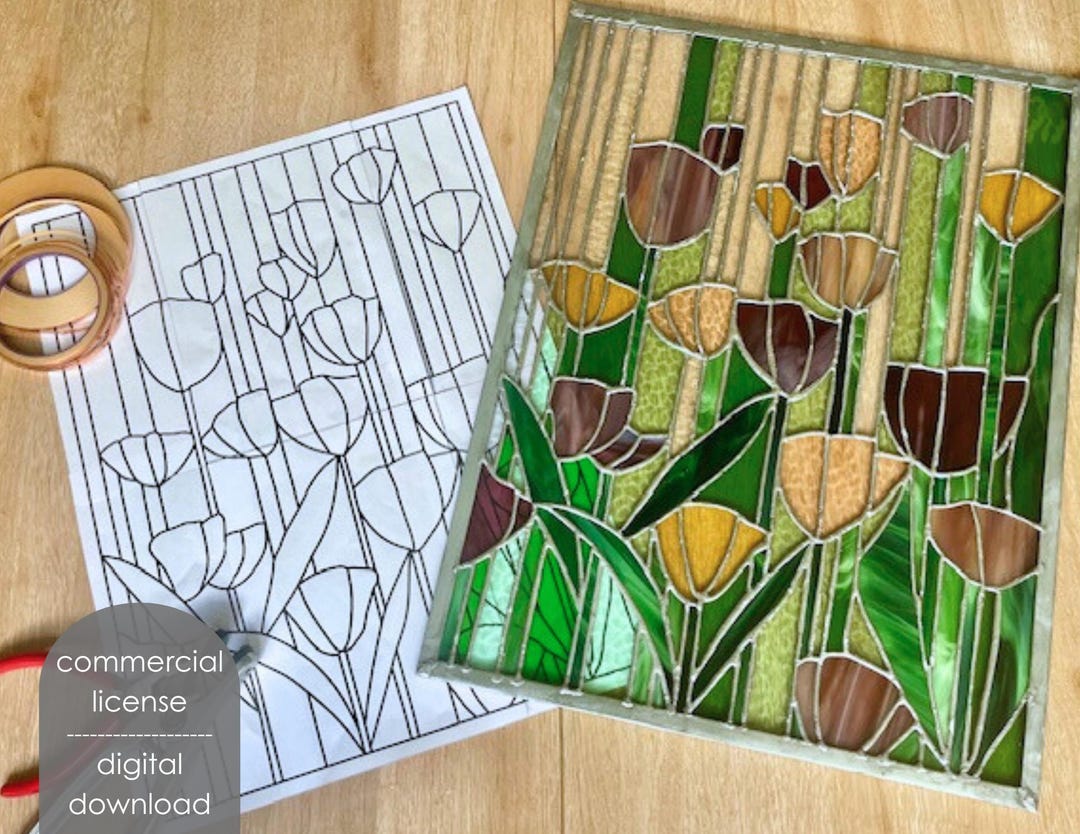 PATTERN * Modern Tulip Stained Glass * Commercial License* - Etsy