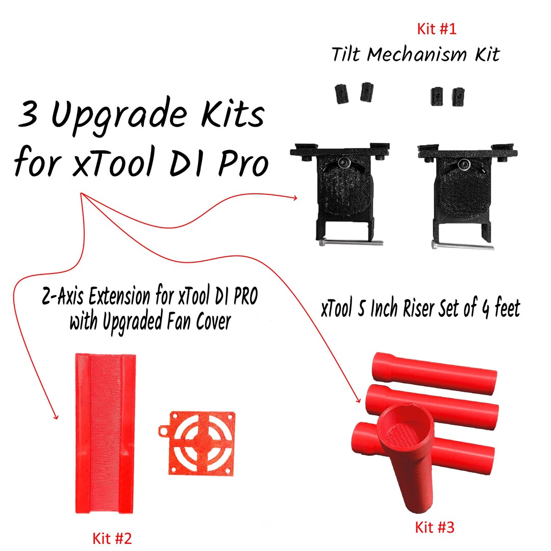 3 Upgrade Kits for Xtool D1 Pro, Tilt Mechanism, Z-axis Extension, Risers Set - Etsy