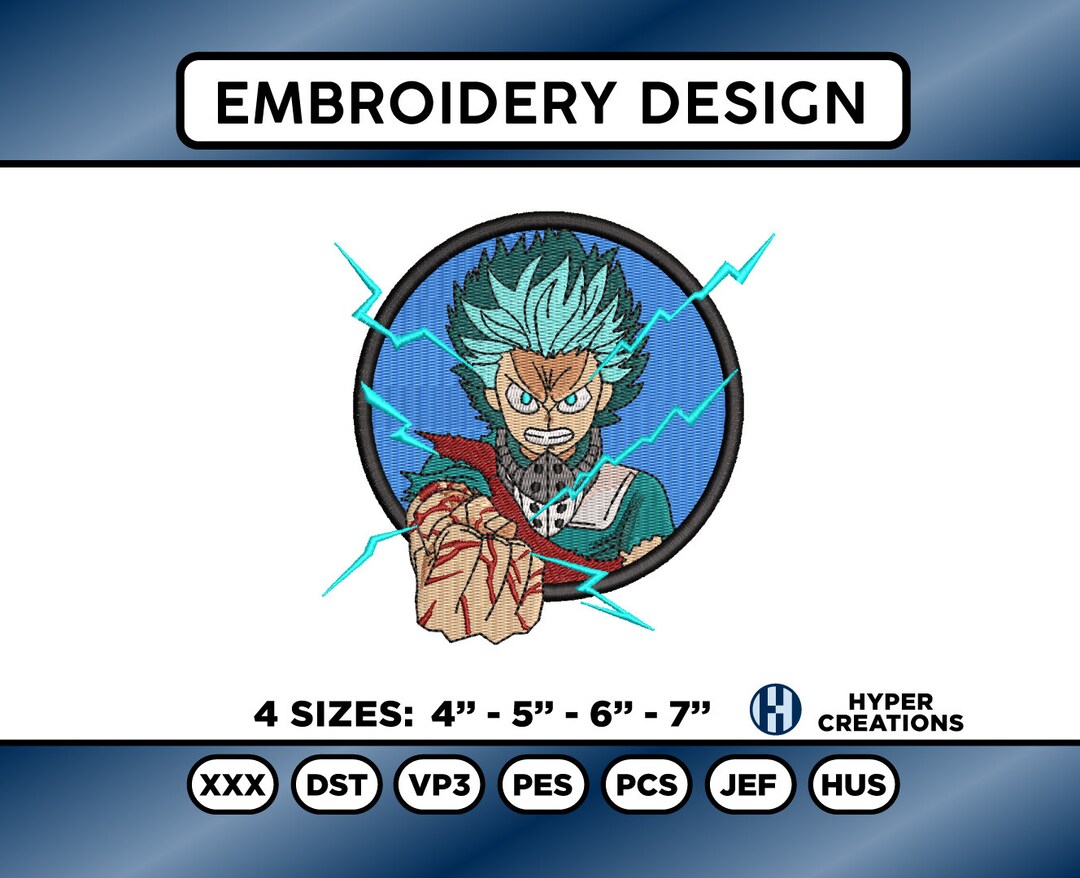 Deku MHA Anime Embroidery Design Digital Files for Instant Download - Etsy