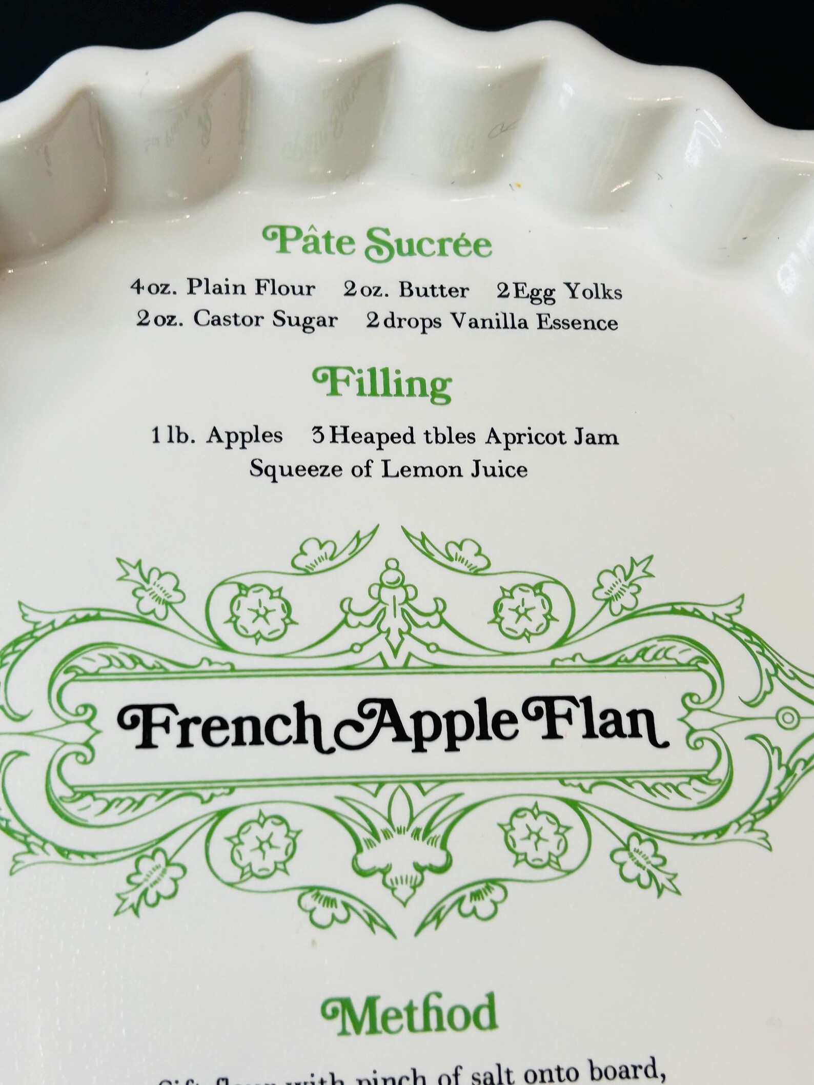 Vintage French Apple Flan Recipe Plate by ICTC London-mother’s Day Gift ...