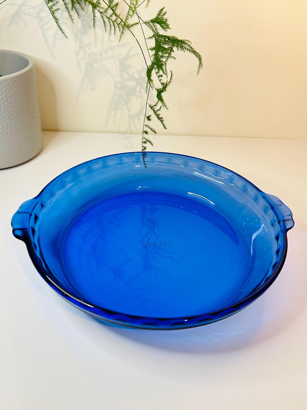 Vintage PYREX Cobalt Blue Glass Fluted Pie Pan #229 Crimped Deep Dish ...