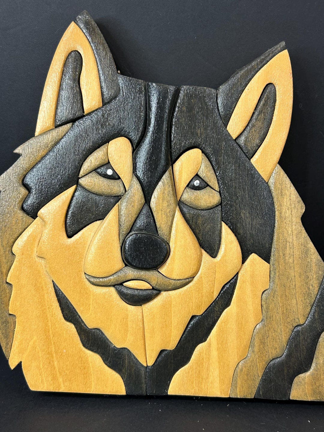 Wooden Intarsia Crafted 3D Wolf Wall Art Cabin Decor 9.5”x8”x7/8 ...