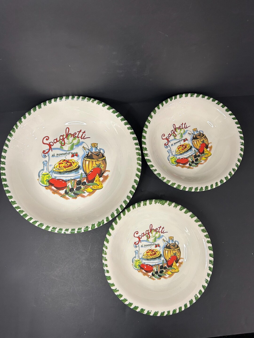 Hand-painted Italian Pasta Bowl Set: CMS Ceramic Bowls, 11" & 8 ...