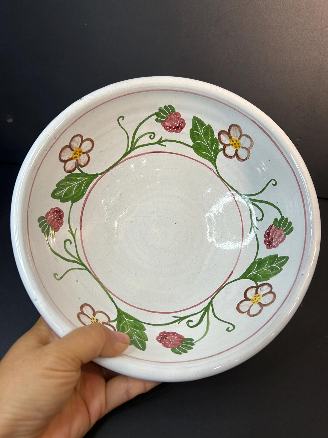 Vintage MM Hand Painted Pottery Raspberrybowl With Tag and Artist Sign ...