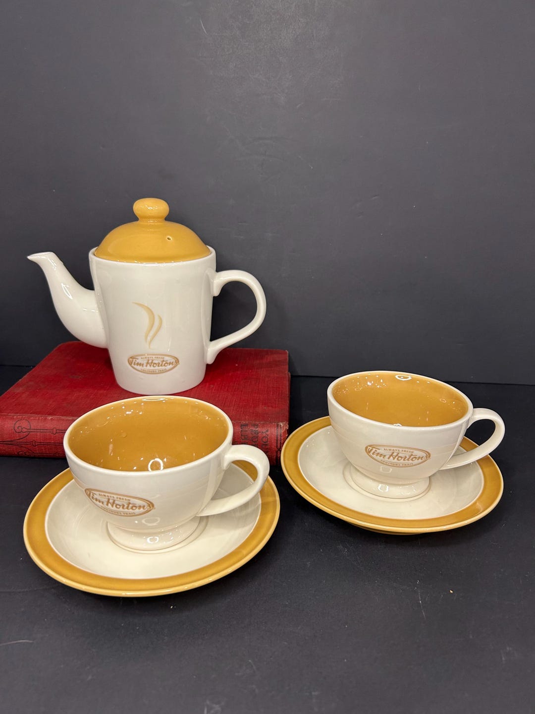 Vtg Tim Hortons Tea Set : One Teapot ,two Cup Sets – “always Fresh” Vtg ...