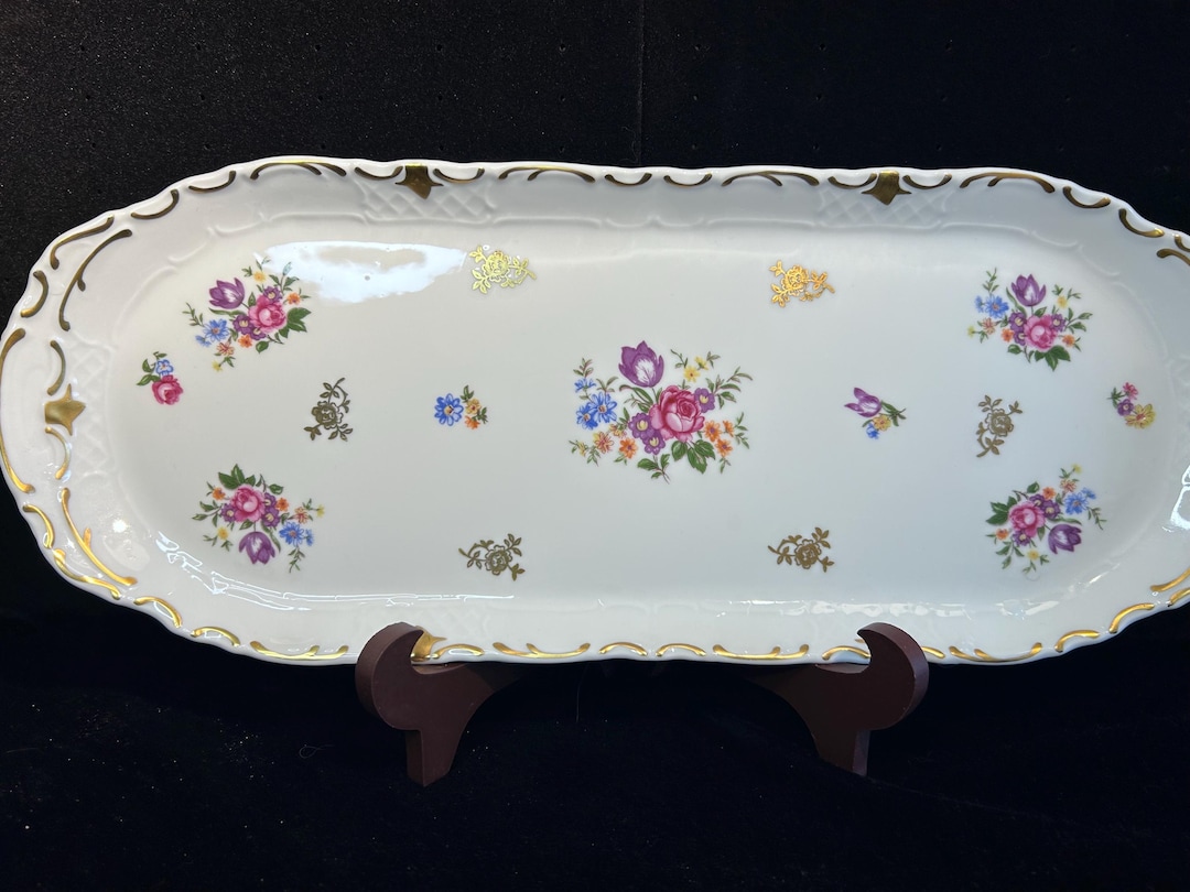 Reichenbach Fine China Serving Tray: Floral Gold Rim, GDR - Etsy