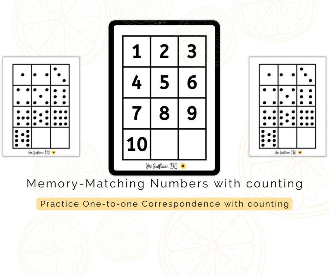 Memory-matching Game Numbers and Dots_onesunflowerllc, Counting, Math ...