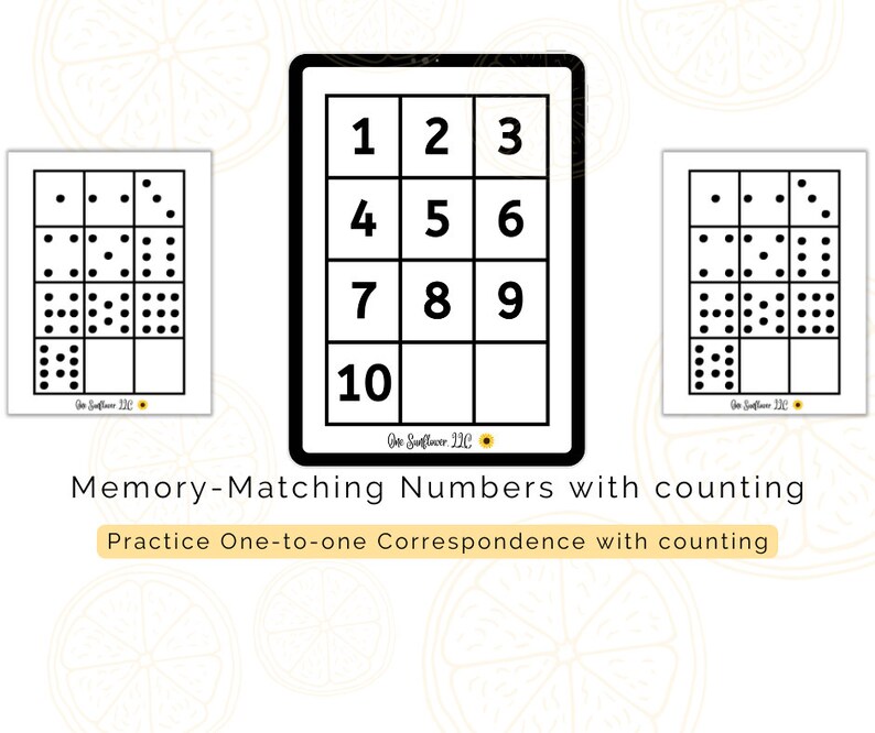 Memory-matching Game Numbers and Dots_onesunflowerllc, Counting, Math ...