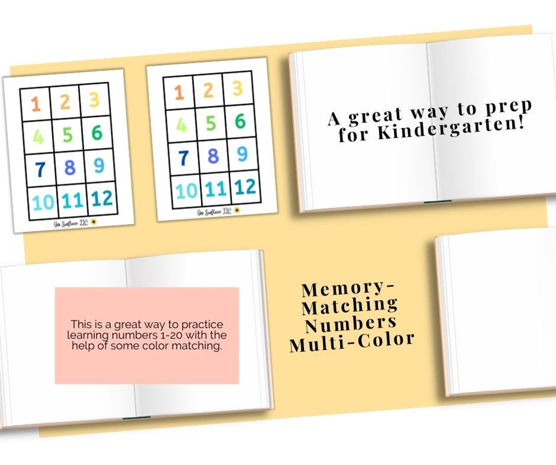Memory-matching Game Numbers 1-20 Multi-color_onesunflowerllc, Math ...