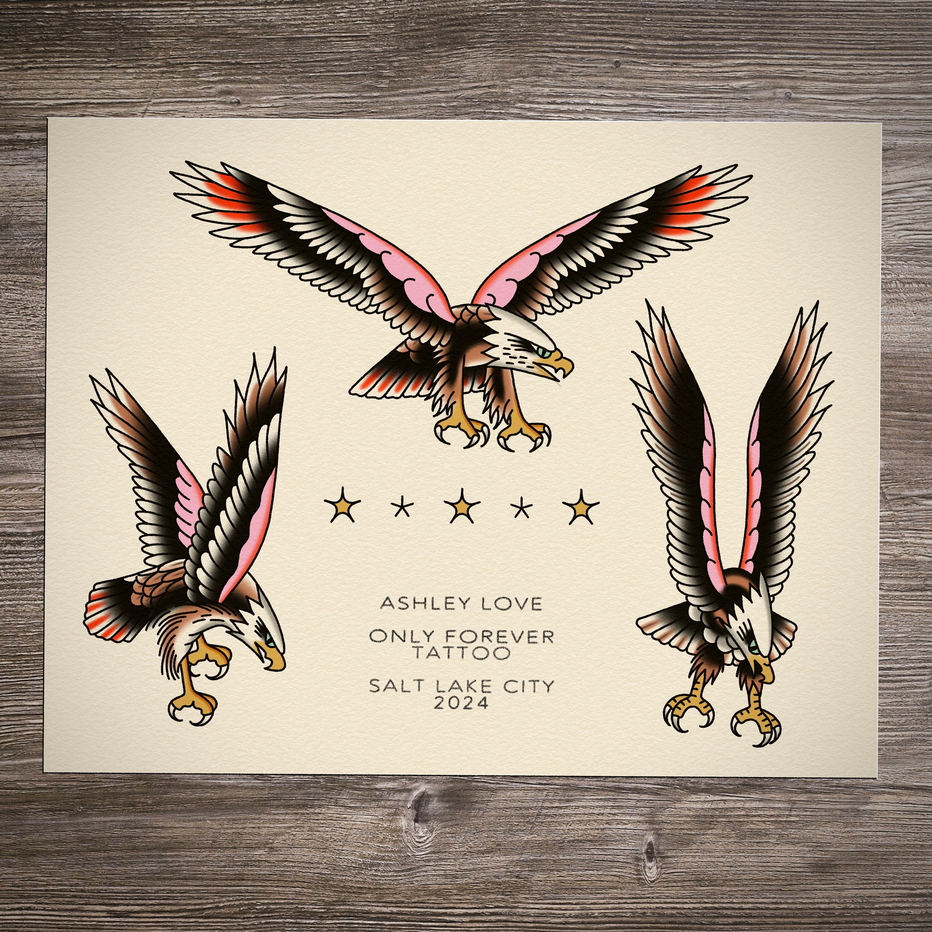 Classic Eagle Tattoo Flash Sheet - Etsy