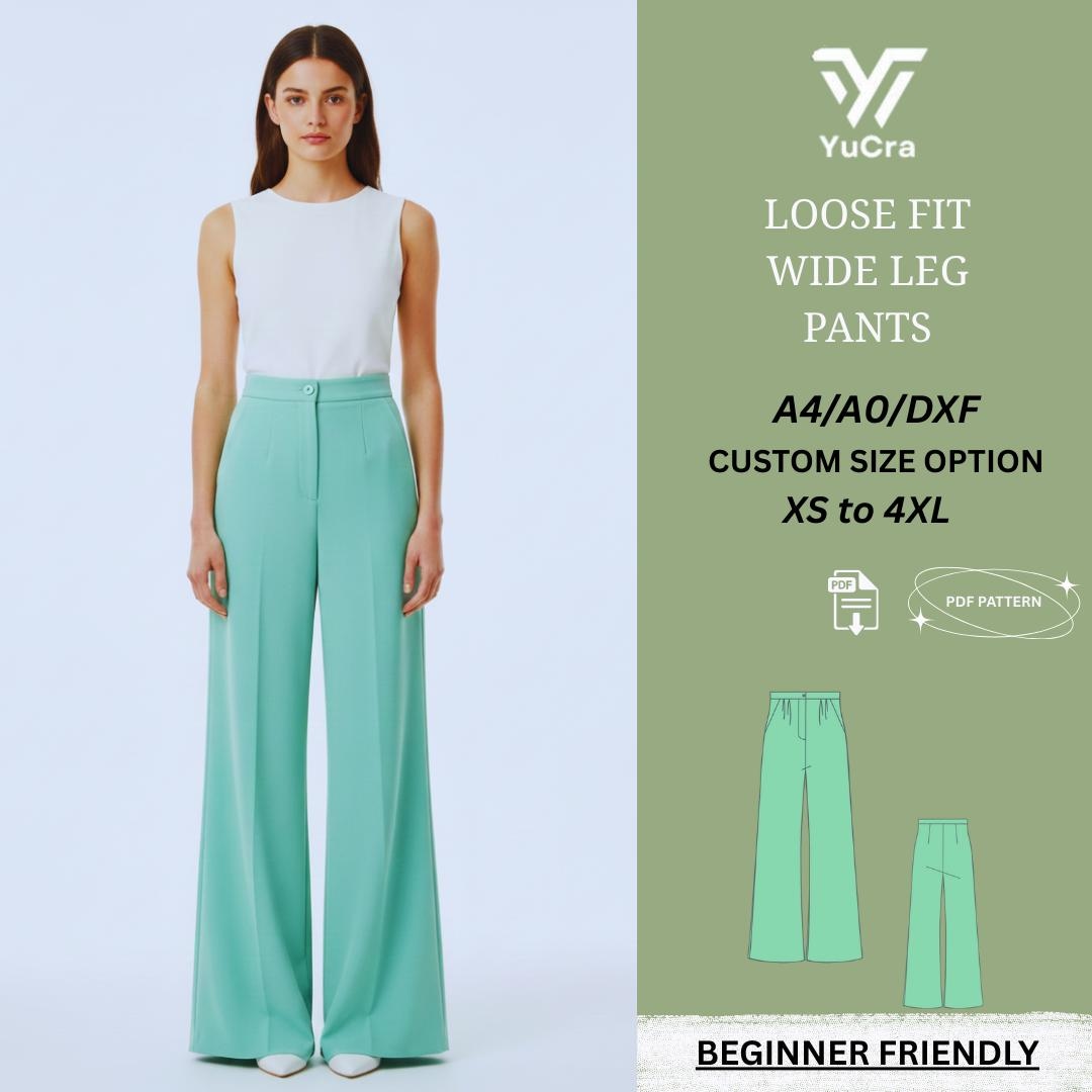 Loose Fit Wide Leg Pants Sewing Pattern | Women’s Trousers Pdf | XS–4XL ...