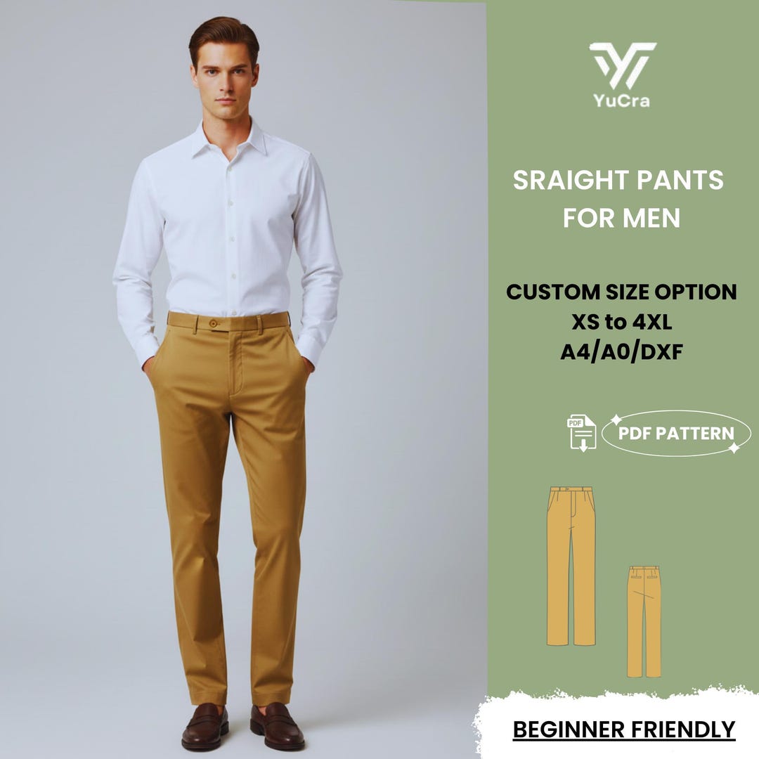 Straight Pants for Men PDF Pattern | Men's Classic Chino Trousers XS ...