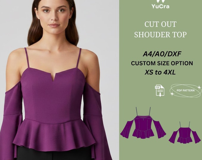 The Cold Shoulder Knit Top PDF Printable Sewing Pattern and Sewing ...