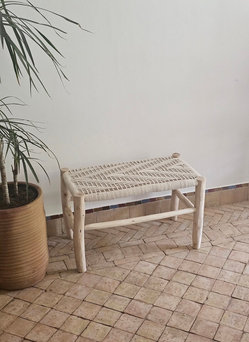 Moroccan Bench With Beige Cord - Etsy