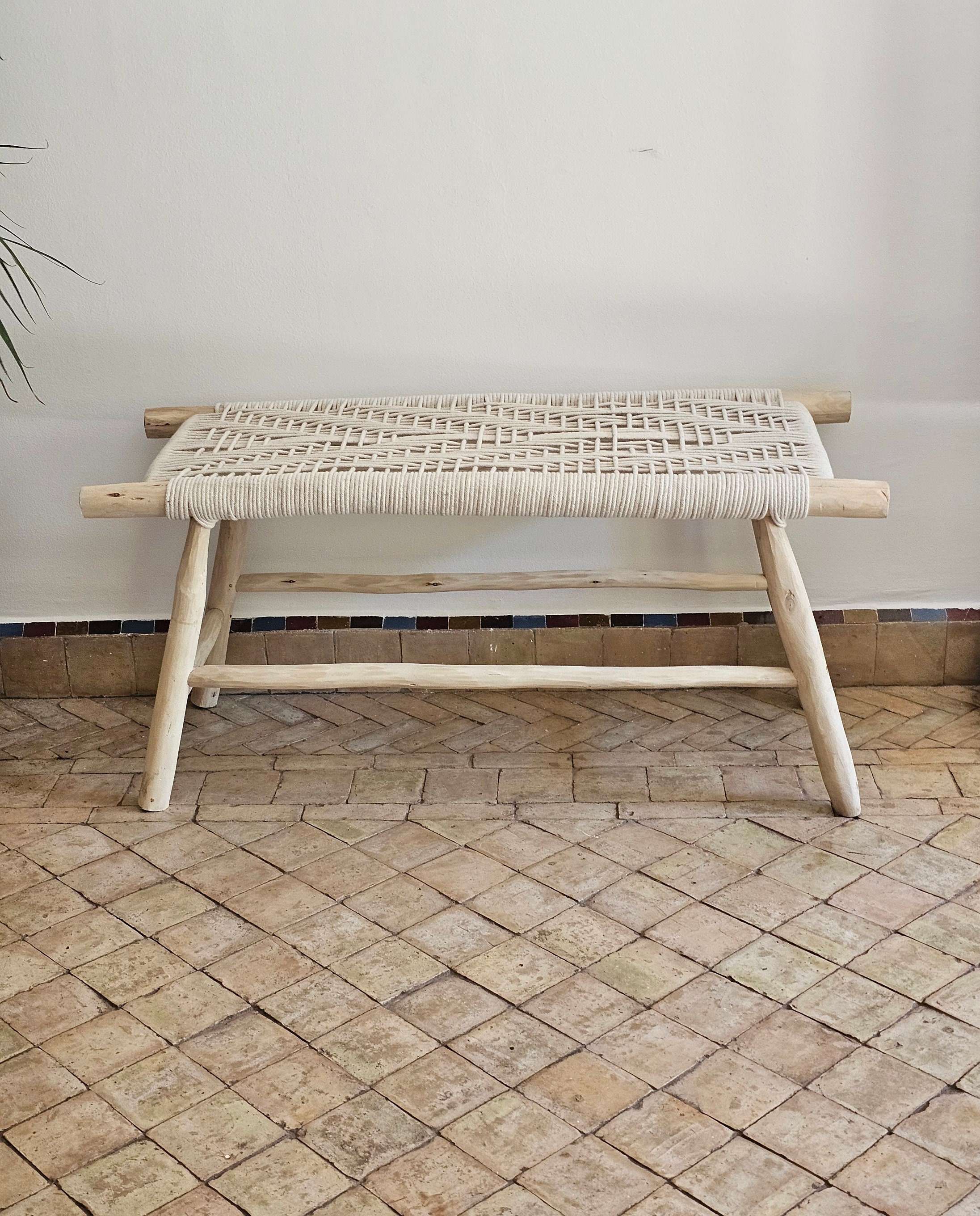 Moroccan Bench With Beige Cord - Etsy